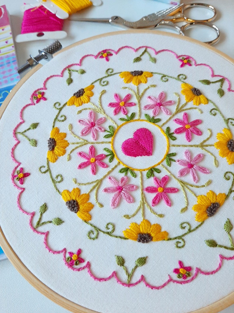 Sunny Mandala Hoop Embroidery Embroidery Pattern PDF - Etsy