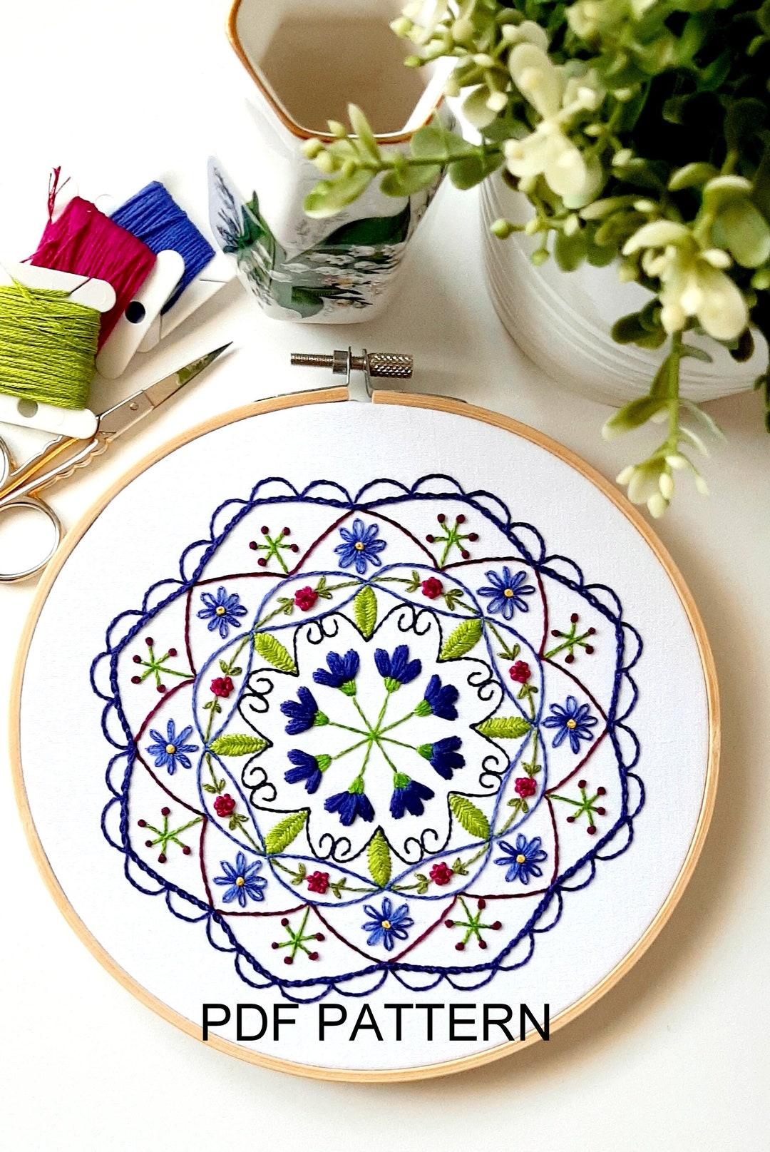Kaleidoscope Embroidery Pattern - PDF Download - DIY Embroidery - Hoop ...