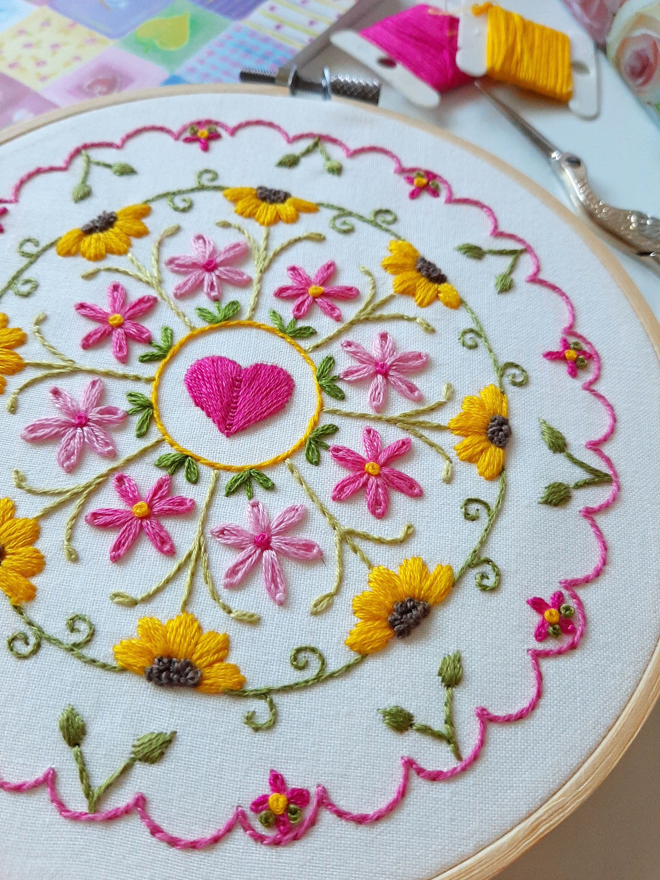 Sunny Mandala Hoop Embroidery Embroidery Pattern PDF - Etsy
