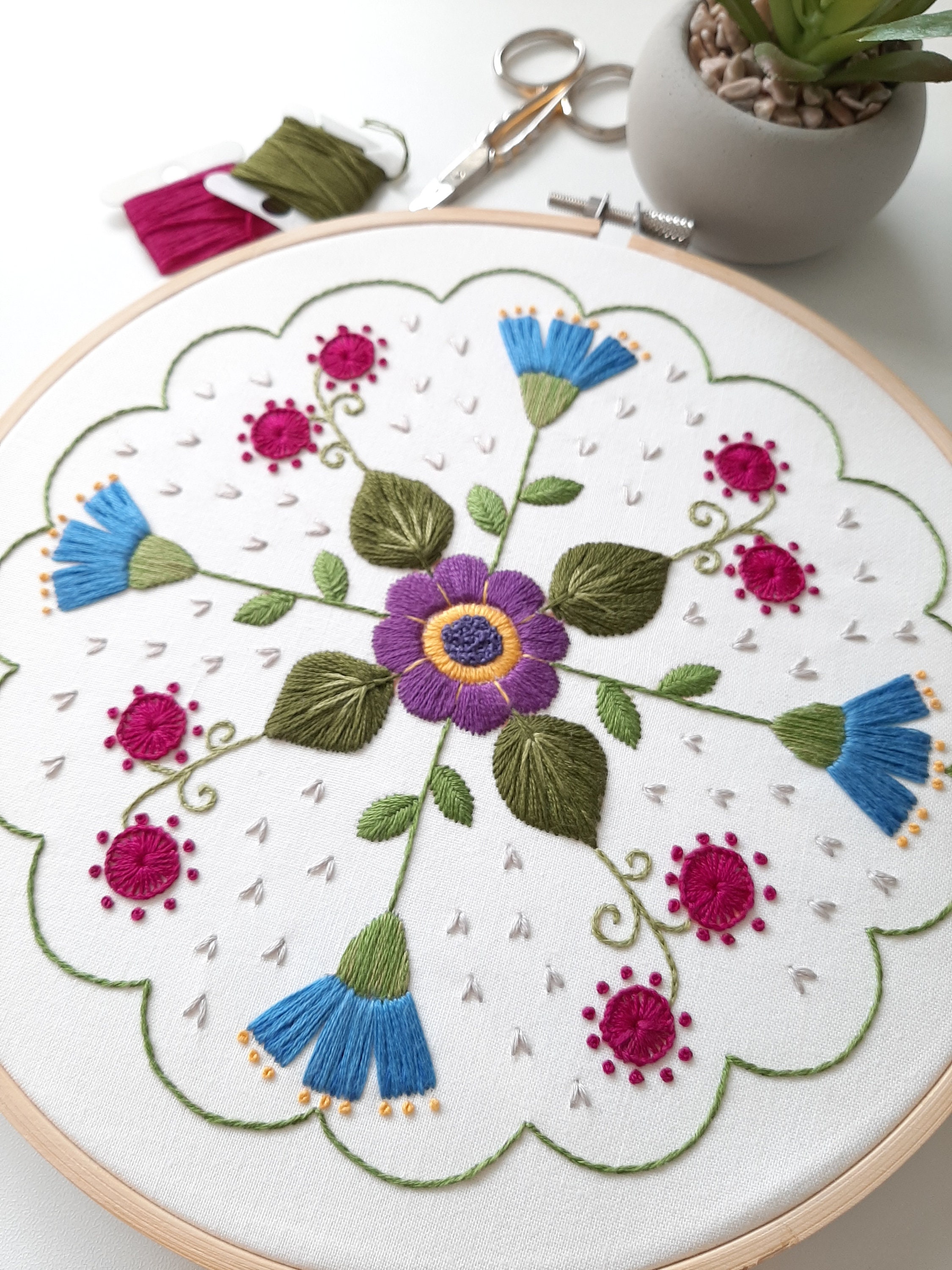 Joyful Garden Embroidery Pattern - PDF Download - Hand Embroidery - DIY ...