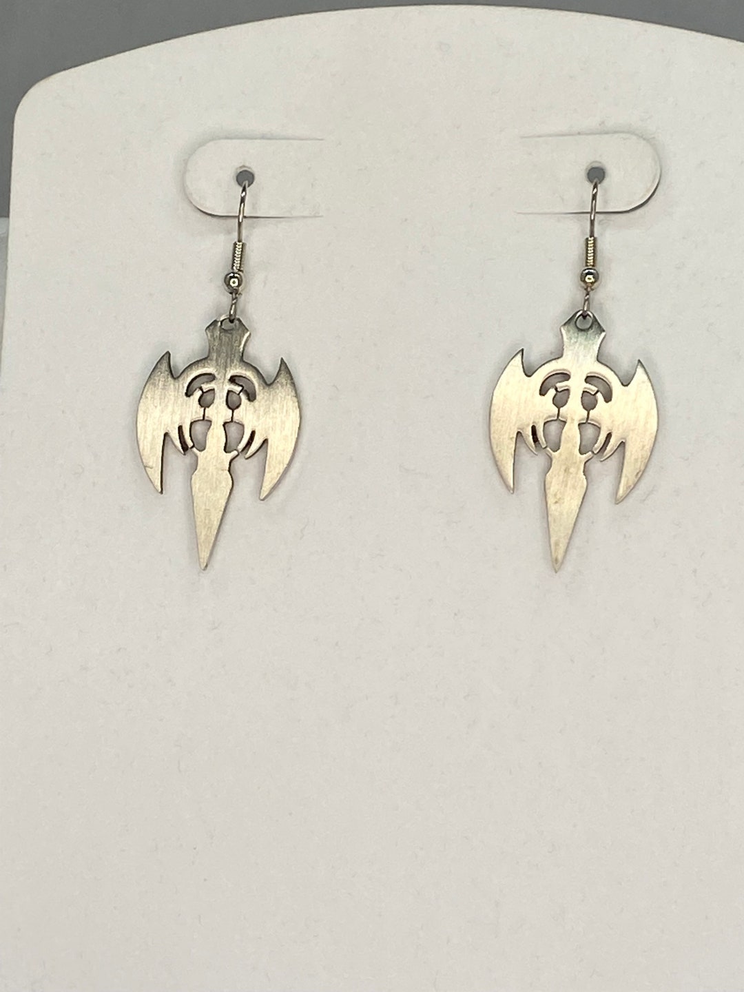 Fancy Dagger or Guitar Brushed Silver Earrings - Etsy