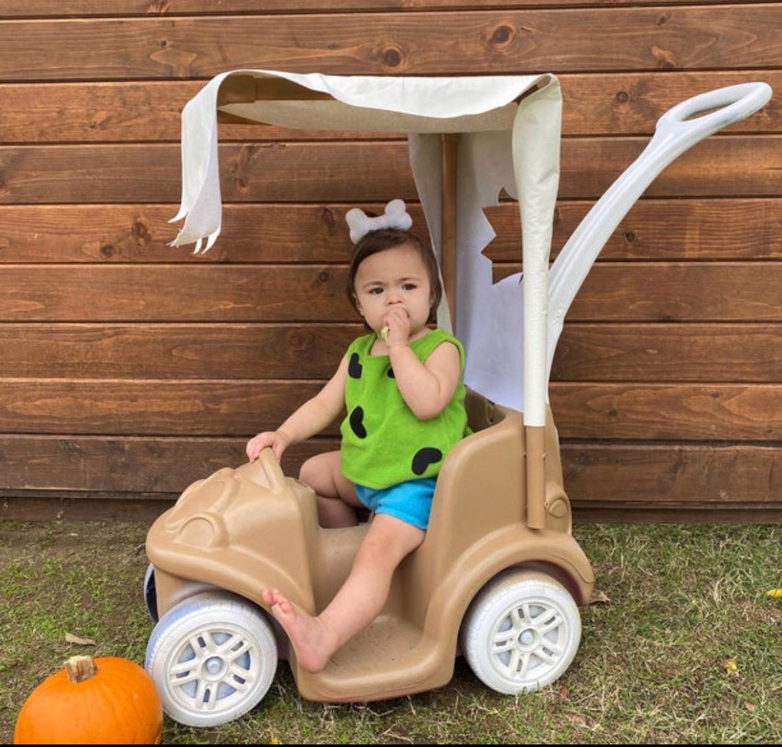 READY TO SHIP Pebbles Flintstones Child Halloween Costume Lime Top W ...