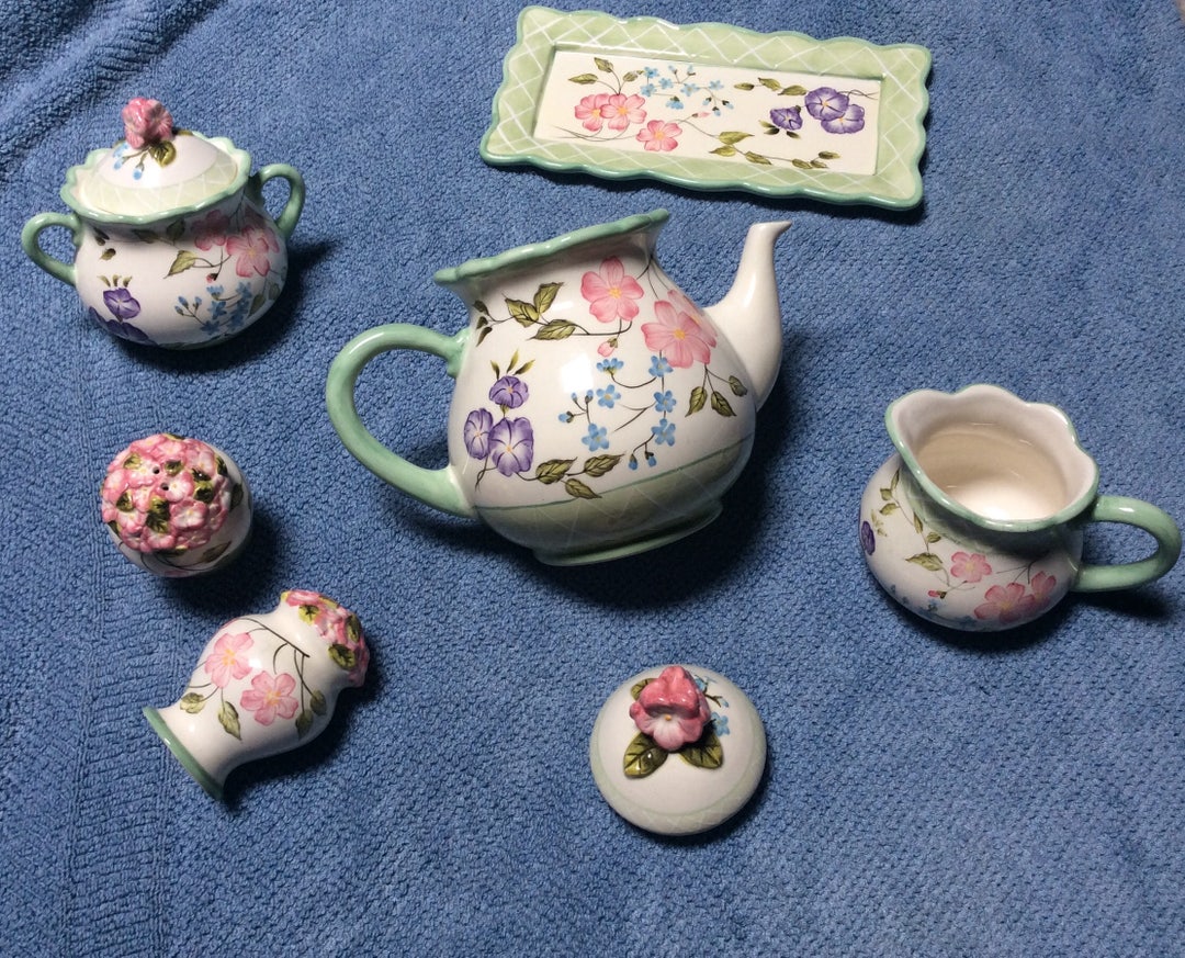Floral 6 Piece TEA SET Dogwood Pansies Wild Flowers - Etsy