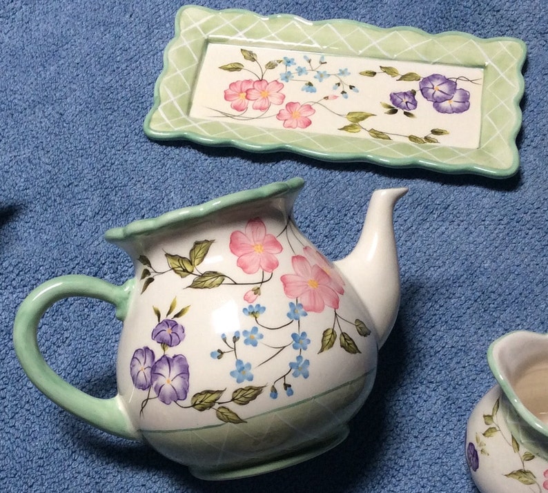 Floral 6 Piece TEA SET Dogwood Pansies Wild Flowers - Etsy