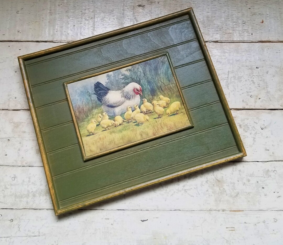 Vintage Rustic/folk Wooden Distressed Handpainted Beadboard Framed ...