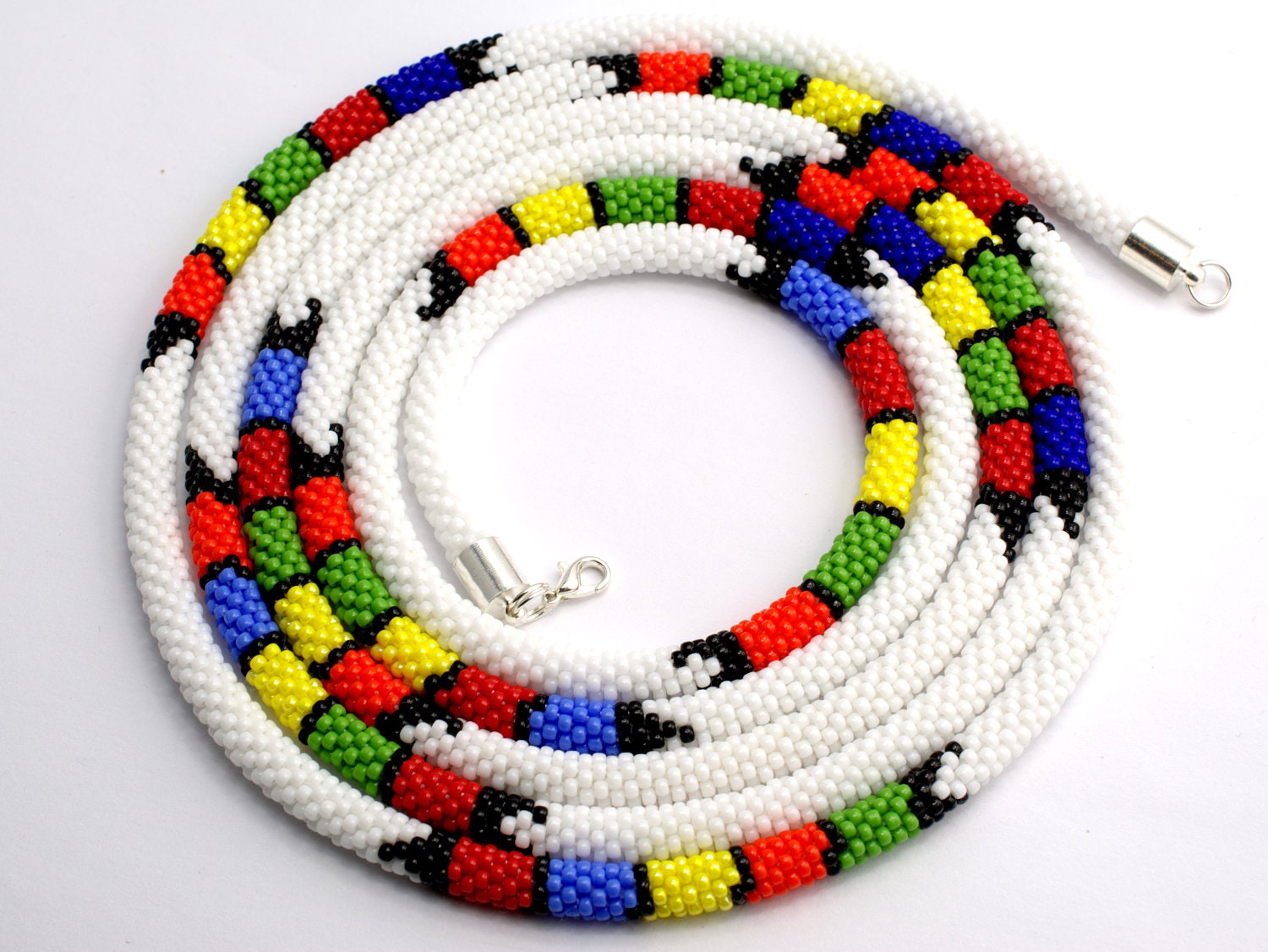 Necklace, Beadwork, Lariat,extra Long Beaded Crochet Rope,seed Beads ...