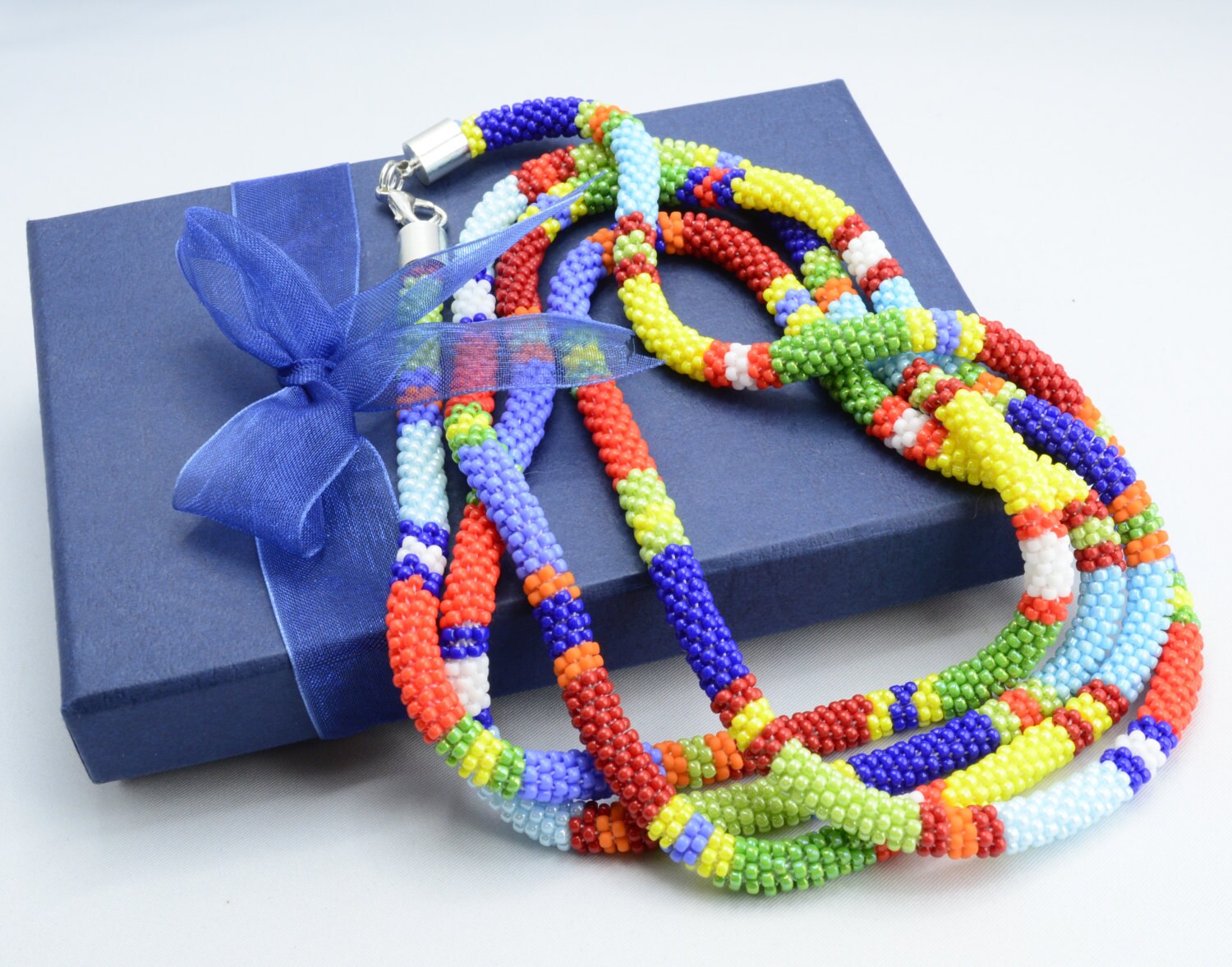 Necklace, Beadwork, Lariat,extra Long Beaded Crochet Rope,seed Beads ...