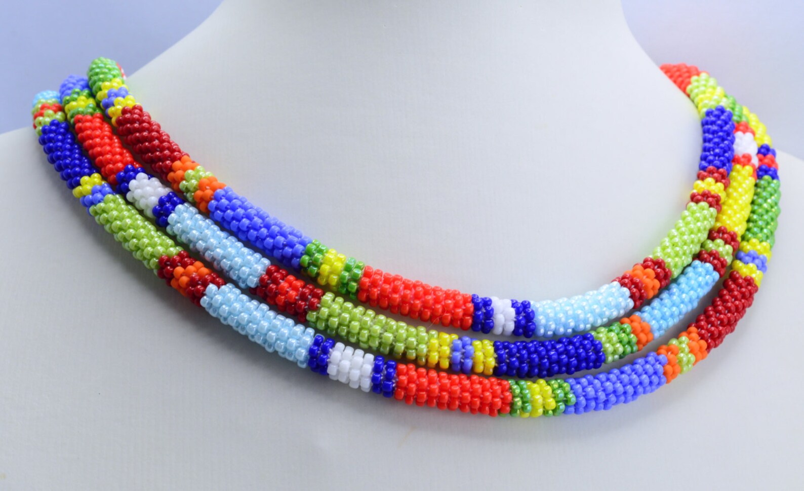 Necklace, Beadwork, Lariat,extra Long Beaded Crochet Rope,seed Beads ...