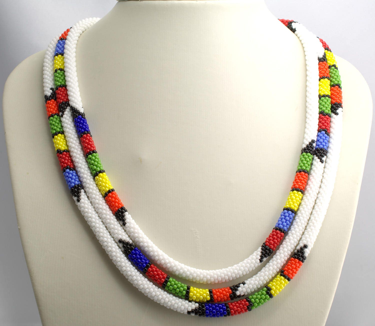 Necklace, Beadwork, Lariat,extra Long Beaded Crochet Rope,seed Beads ...