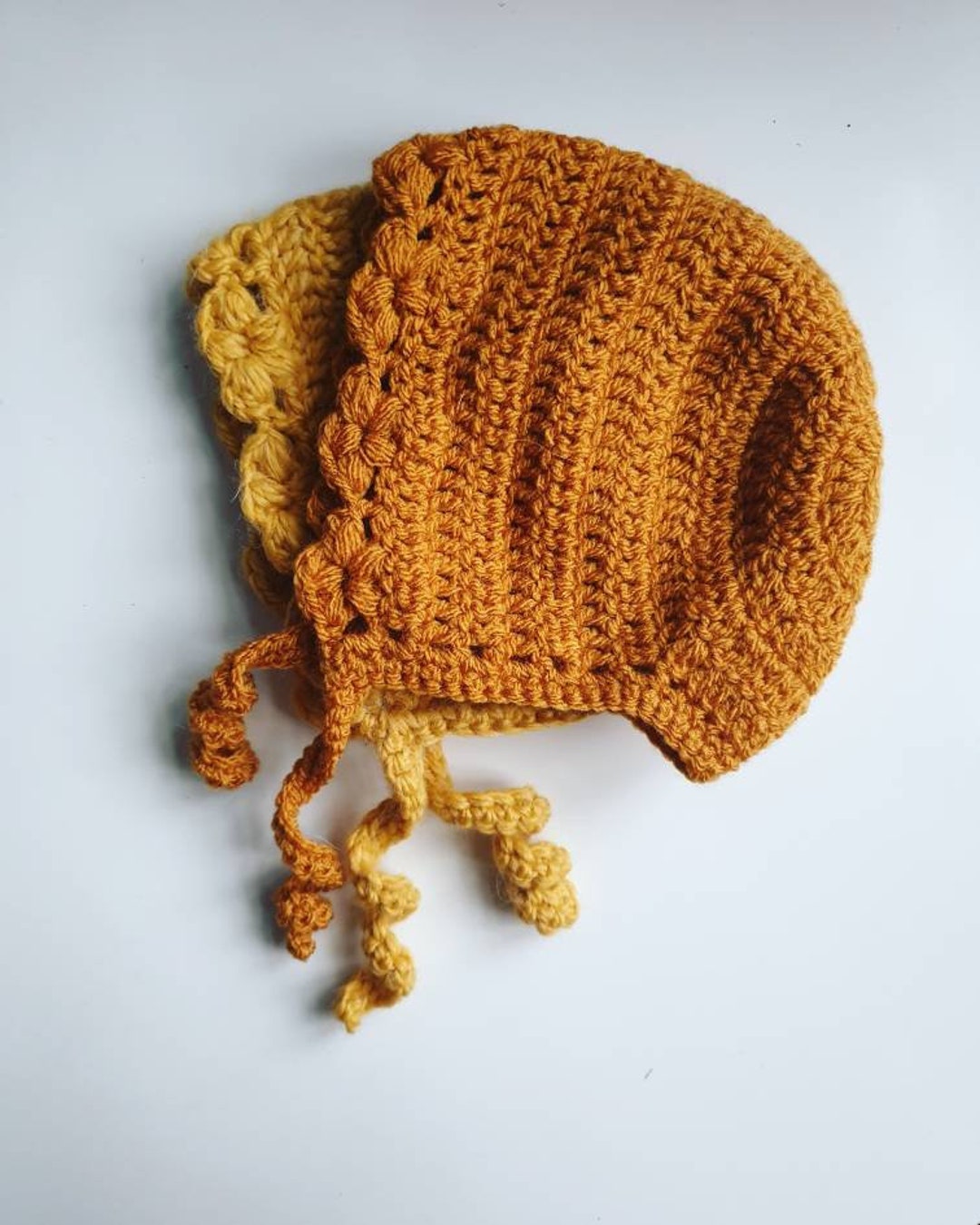 Crochet Baby Bonnet Hat // Newborn 0-6 Months // Mustard Hat // Crochet ...