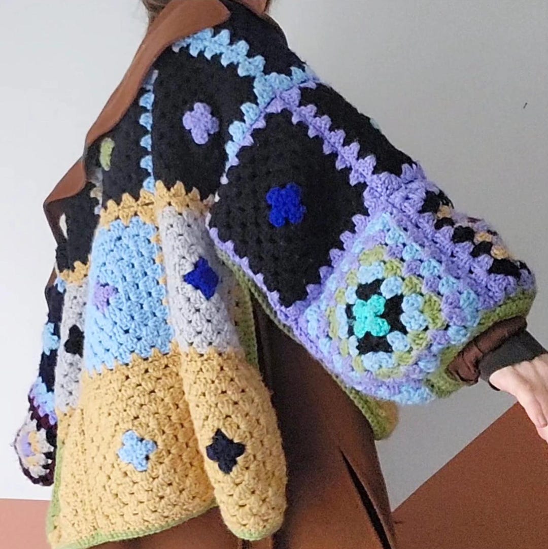 Crochet Granny Square Patchwork Cardigan // Over-coat or Jacket ...