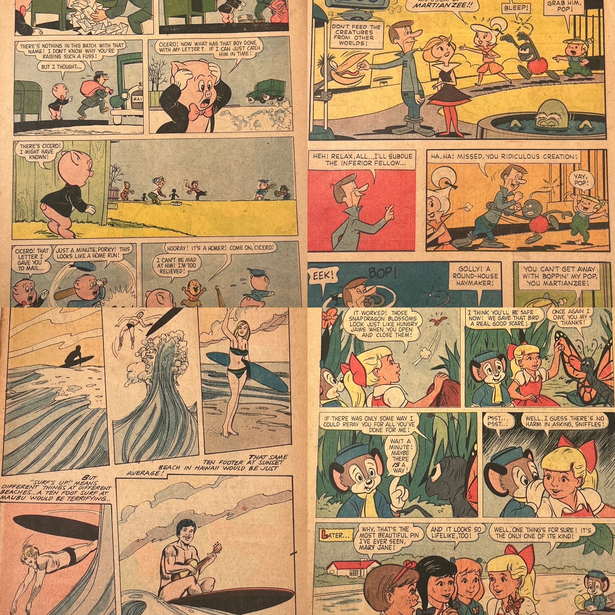 Pack of 20 Vintage Comic Book Pages Color Cartoons / Funny Pages ...