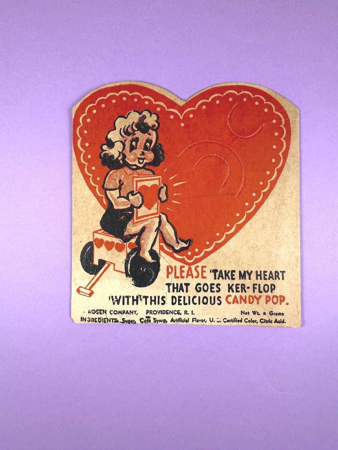 Vintage VALENTINE'S Day Candy Backer Card | 1940s 1950s | Rosen Brand ...