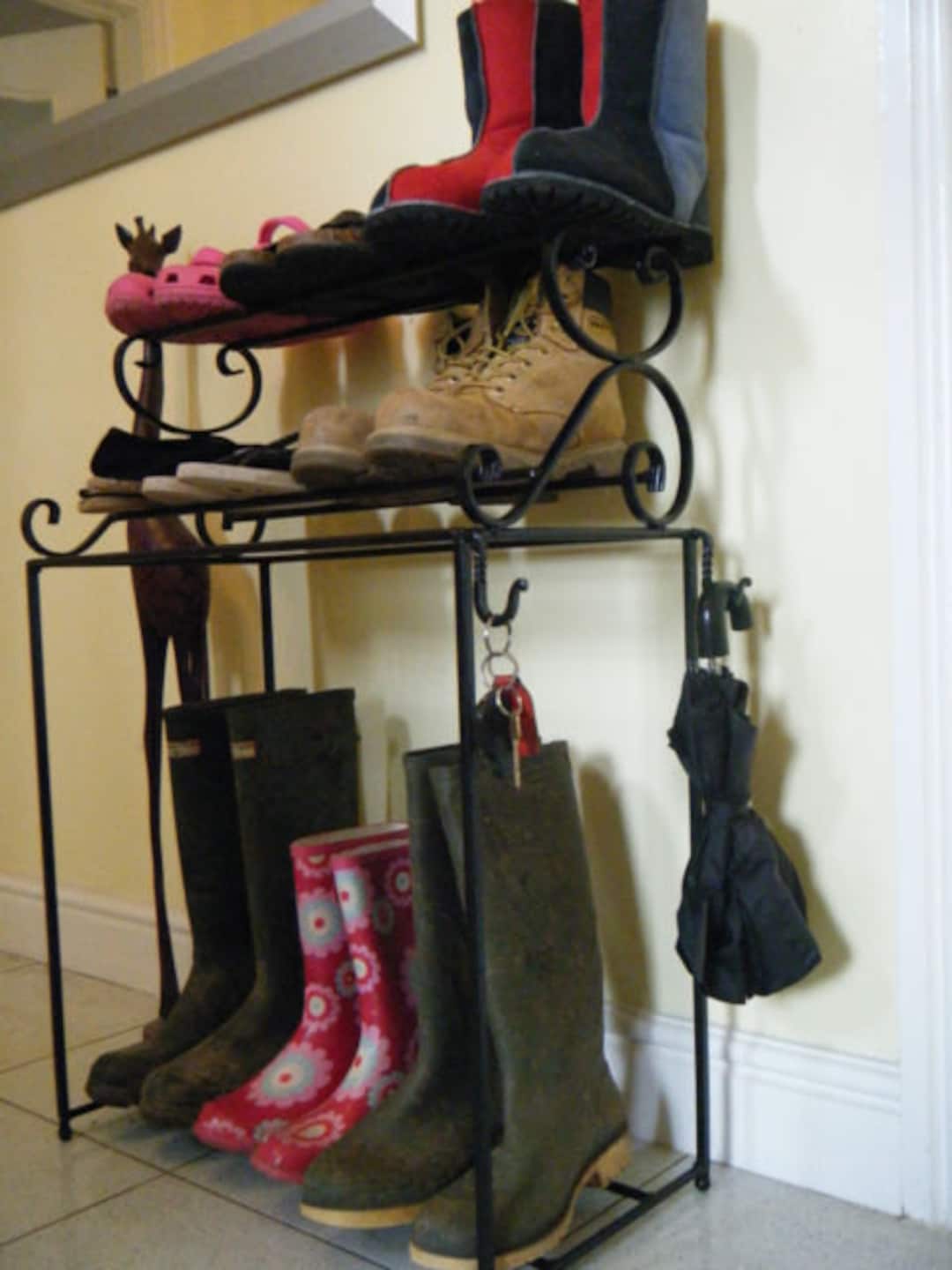 Wrought Iron Welly/shoe Rack, Metal, Hallway, Shoe Storage, Boots ...