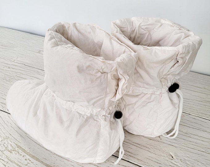 Duck Down Puffer Indoor Slippers Winter Warm Booties Vintage Puffer ...