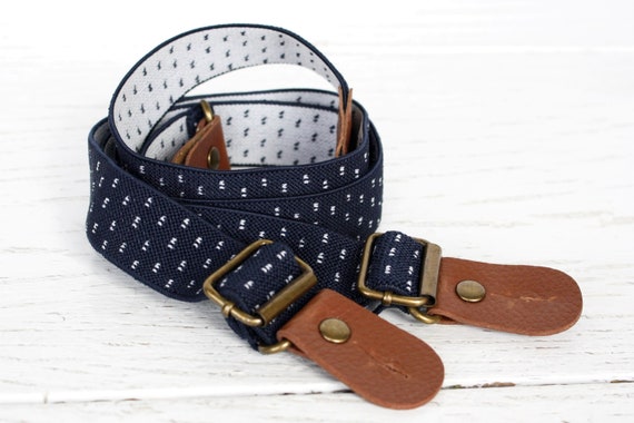 Navy spotted kid's suspenders Vintage blue and white … - Gem