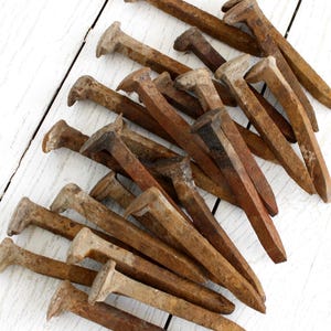 Antique Railroad Spikes Large Rusty Forged Iron Nails Coat Rack ...