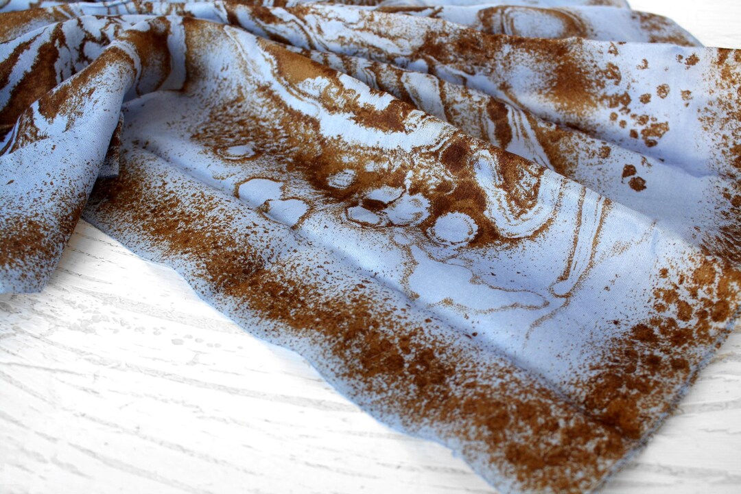 Dusty Blue Abstract Silk Wool Scarf Vintage Elegant Spray Paint Effect ...
