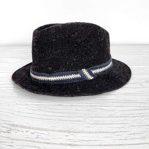Vintage Black Felt Wool Fedora 80s Men's Dapper Trilby Hat Retro Formal ...