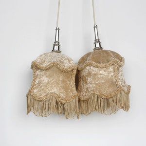 Hanging Pendant Lamp Velvet Cream Ceiling Lamp Shade Vintage Boudoir ...