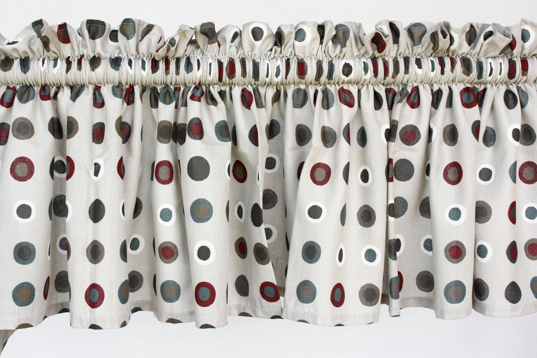 Vintage Extra Wide Cafe Curtain With Decorative Header Cotton Circle ...