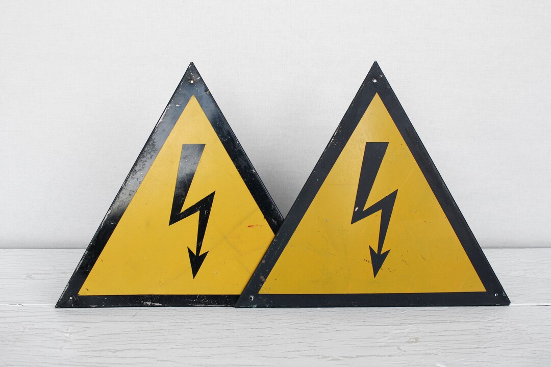 High Voltage Triangle Metal Sign 70s Original Vintage Electricity ...