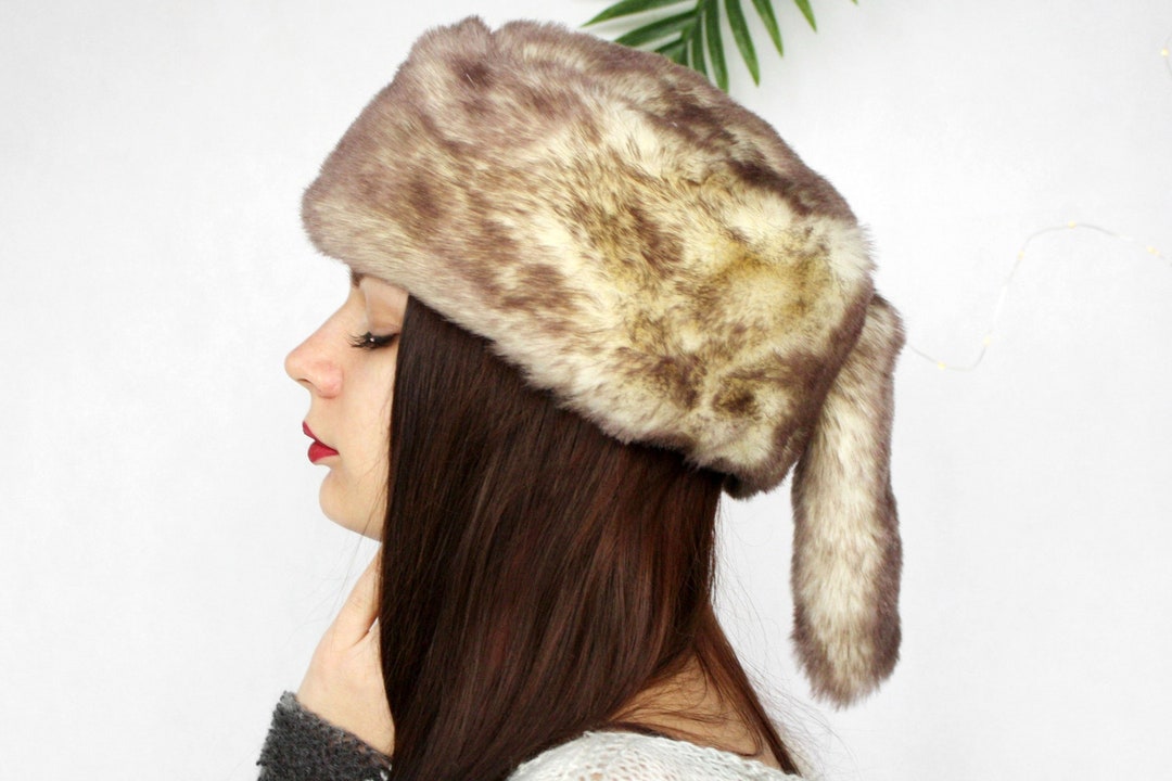 Faux Fur Coonskin Cap With Tail Vintage Unisex Warm Winter Hat - Etsy