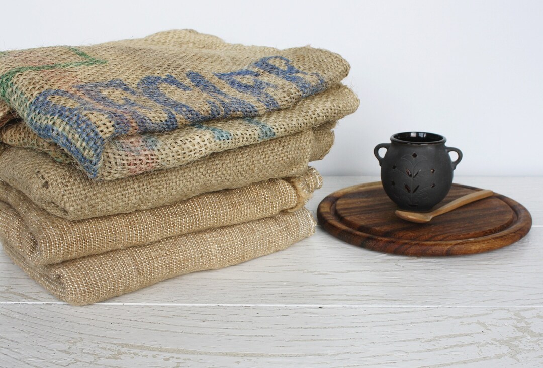 Antique Printed Old Grain Sack Used Coffee Sacks Vintage Burlap Hessian ...