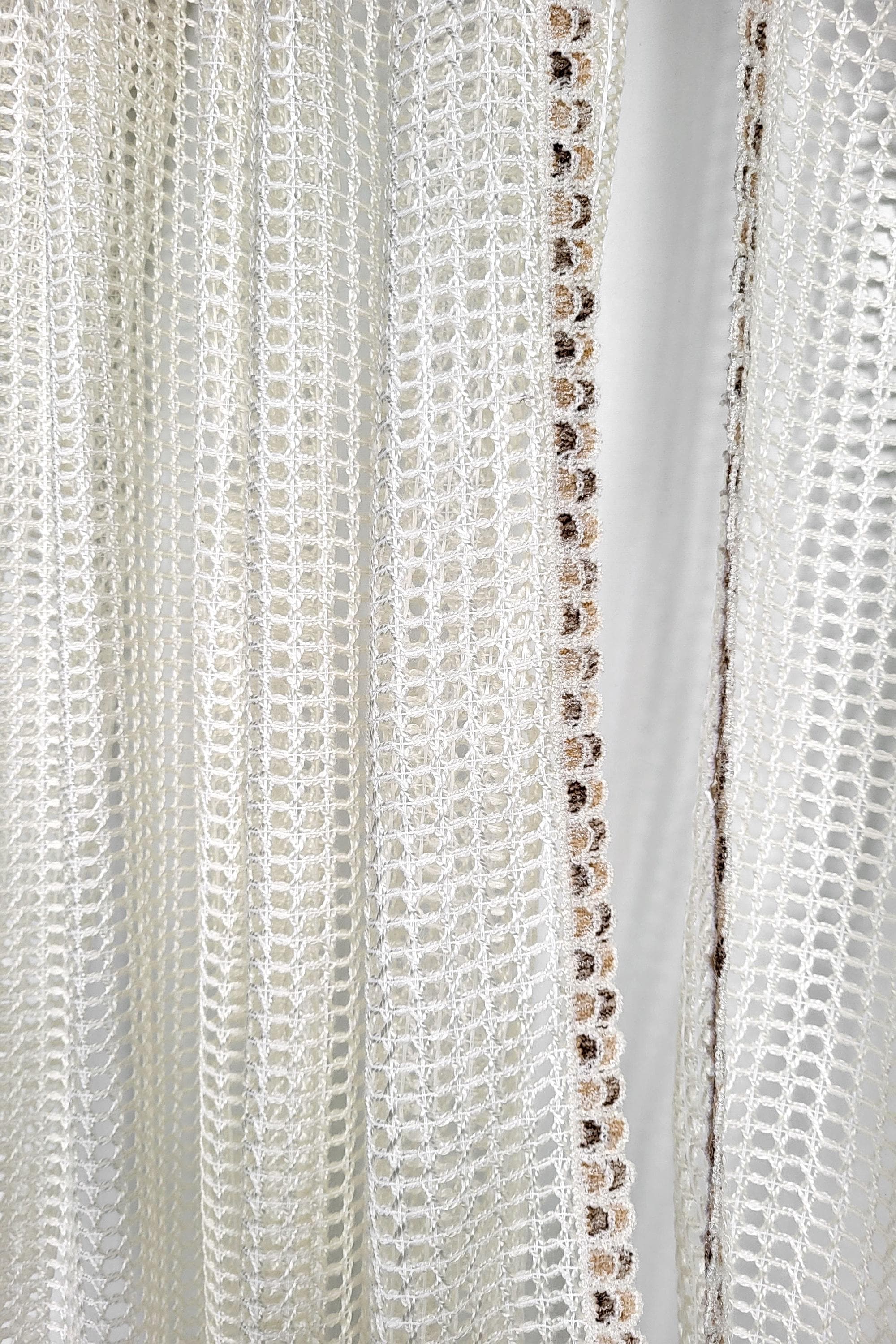 Vintage Country Cottage Net Curtains Set of 2 Rustic Sheer Mesh Window ...