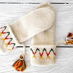 Traditional Swedish Wool Mittens Vintage off White Lovikka Pattern Warm ...
