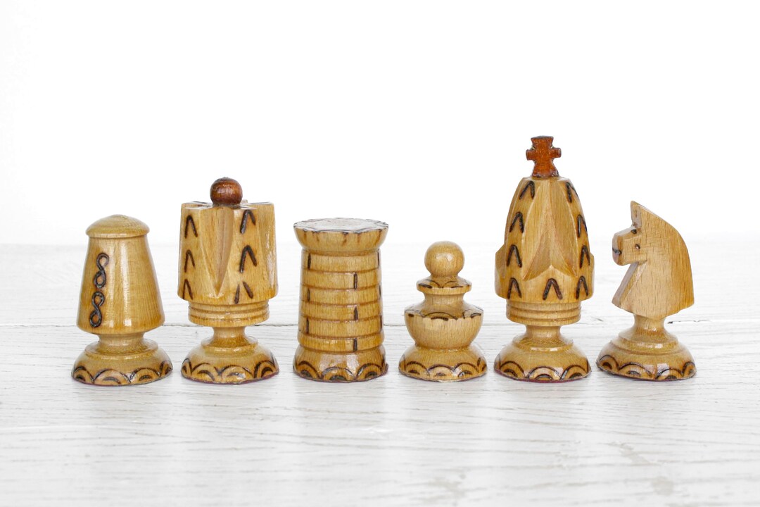 Ornate Wooden Chess Set With Board Storage Vintage Luxury Board Game ...