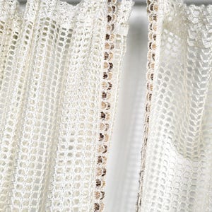 Vintage Country Cottage Net Curtains Set of 2 Rustic Sheer Mesh Window ...