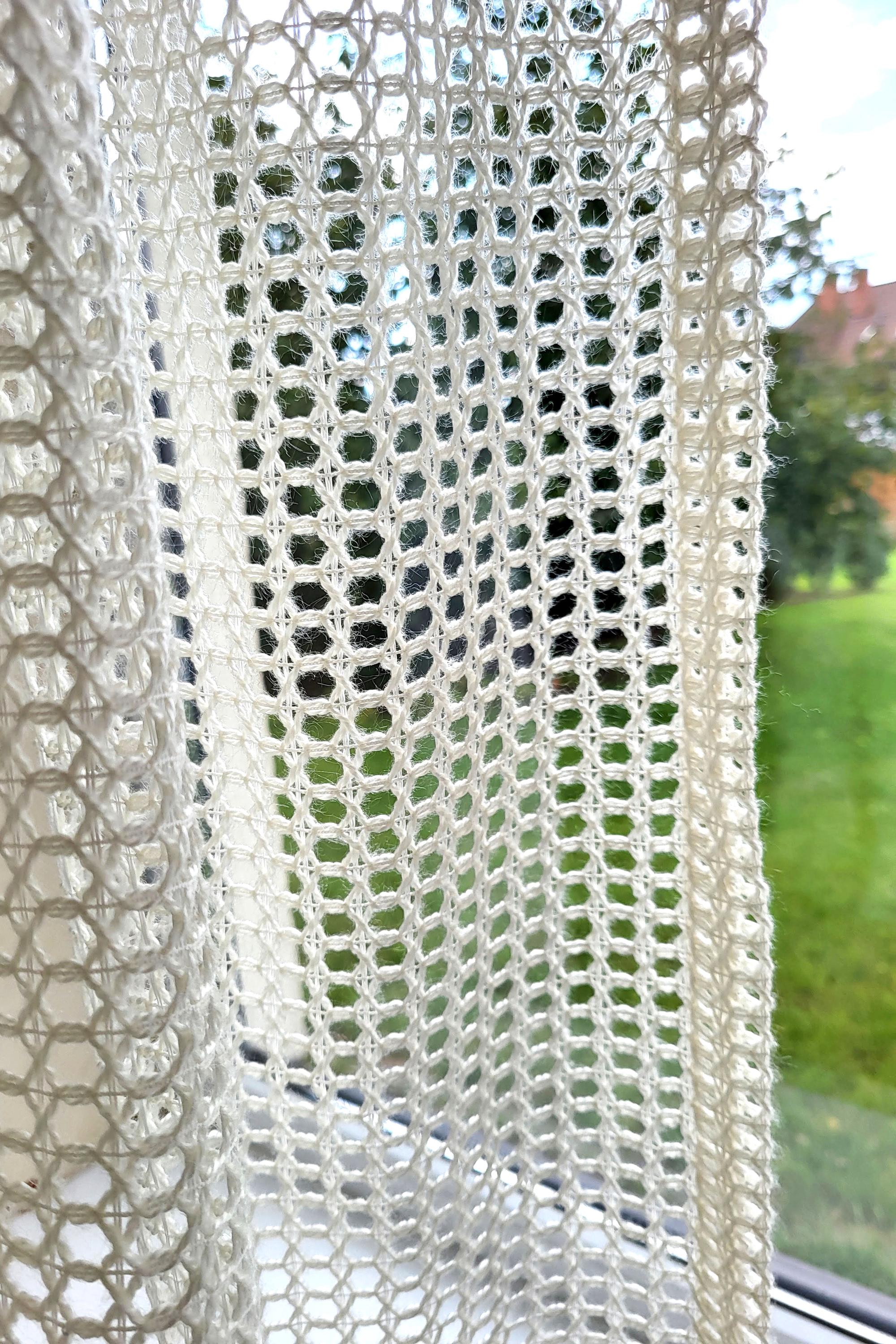 Vintage Country Cottage Net Curtains Set of 2 Rustic Sheer Mesh Window ...