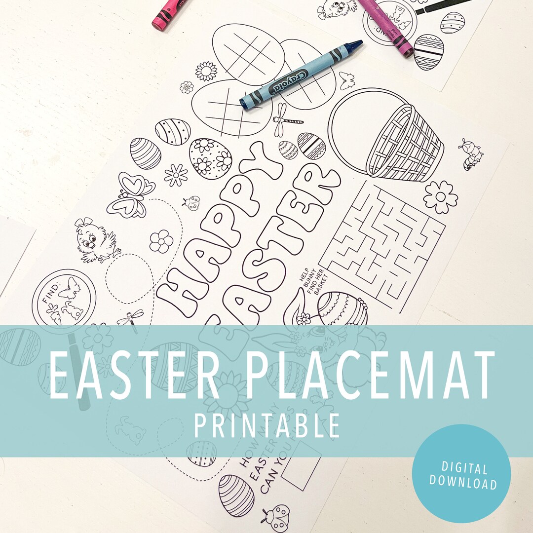 Easter Printable Kid Placemat, Toddler Placemat, Printable Placemat ...