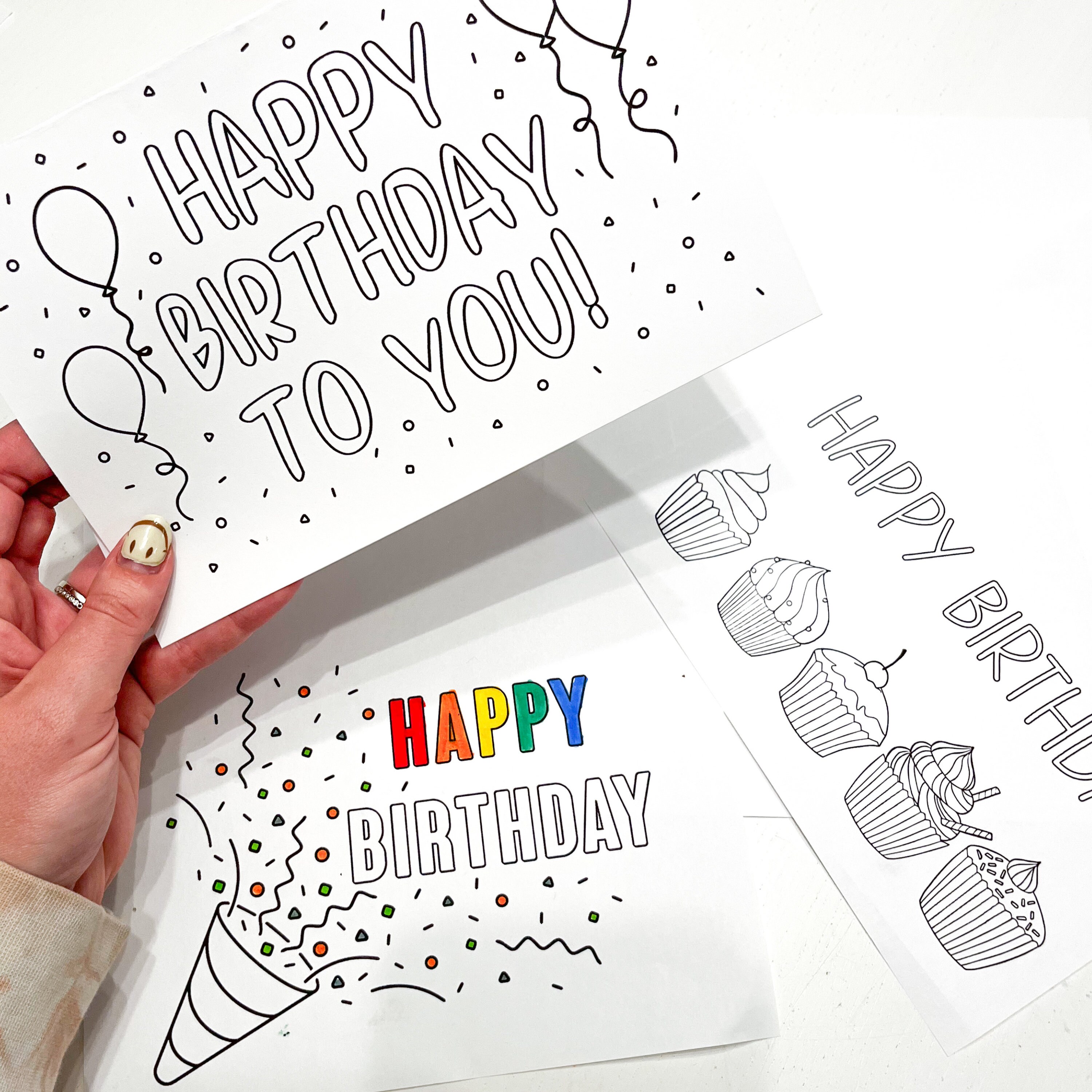 Printable Coloring Birthday Card, Coloring Greeting Card, Kids Birthday ...