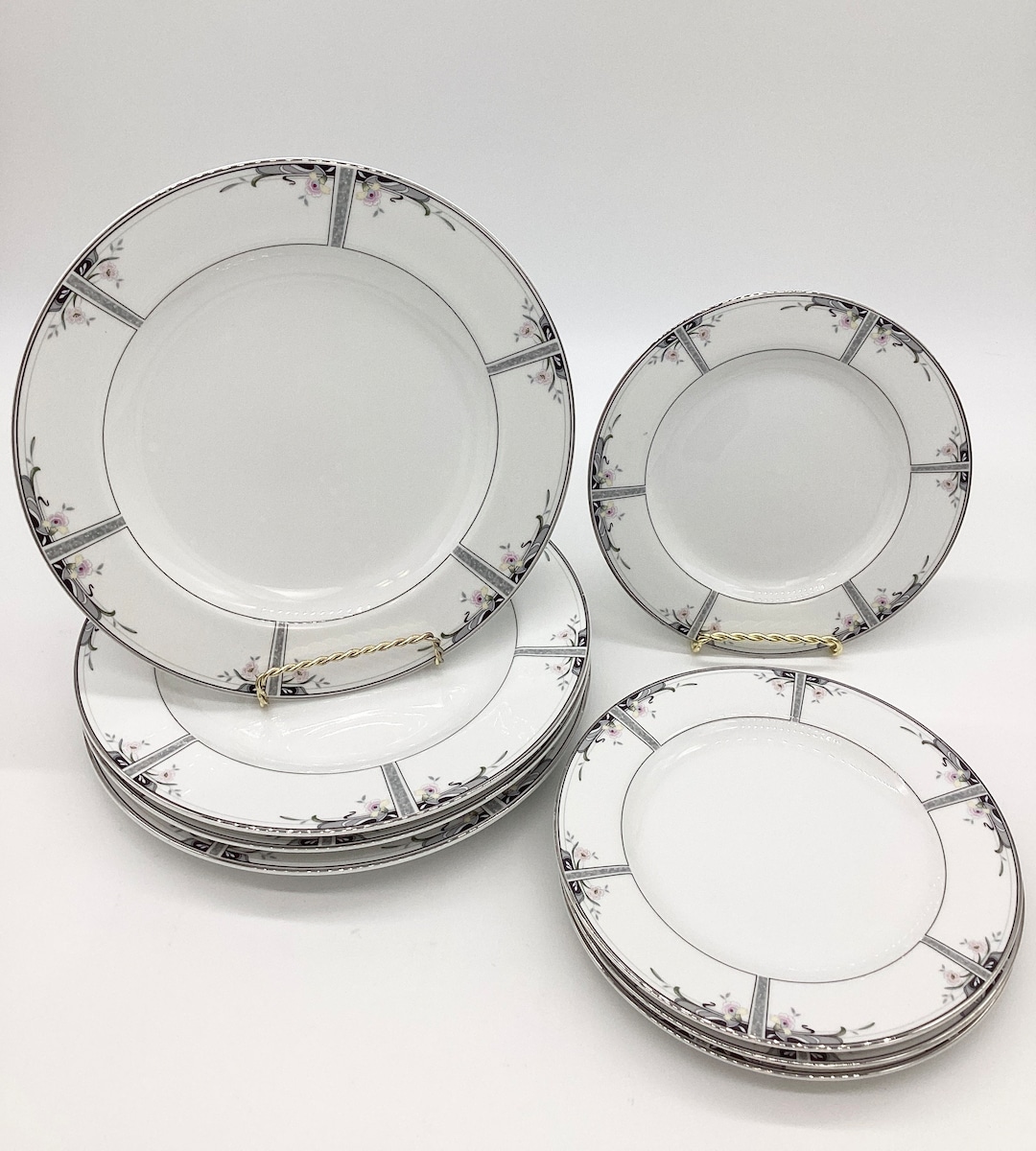 Mikasa Dinner Plate English State Dish Mikasa White Gray Mikasa Dinner ...