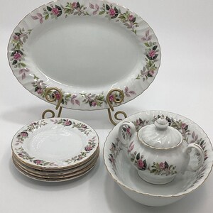Regency Rose Dish Creative Fine China Gold Trimmed Pink Rose Dish ...