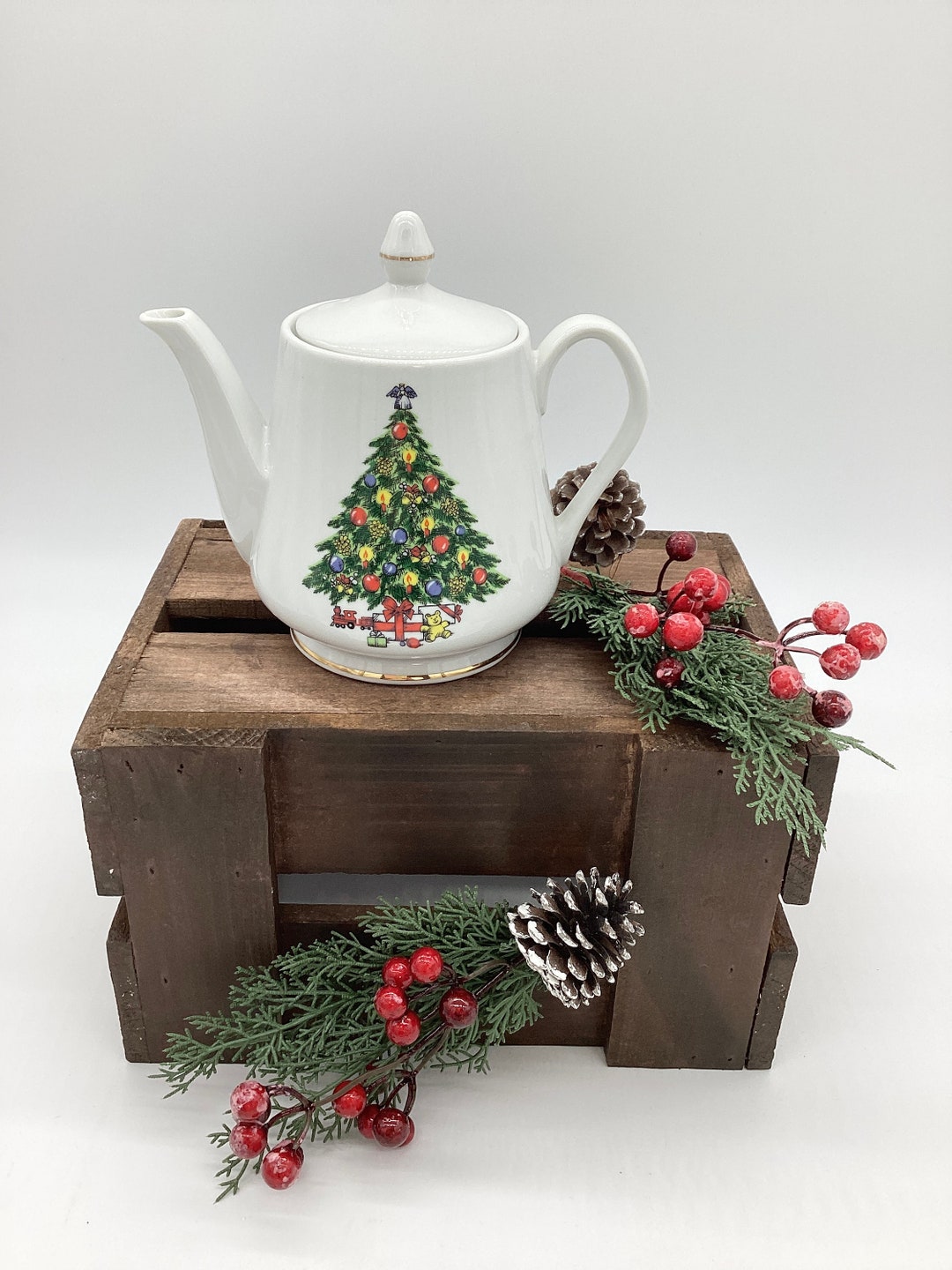 Christmas Tree Teapot, Holiday Tea Lover Gift (F.6) - Etsy