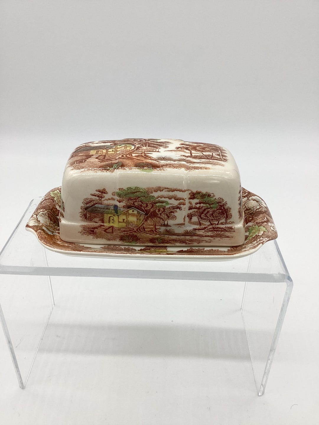 Woodland Butter Dish Rustic Tableware Vintage Butter Dish Cottage Decor ...