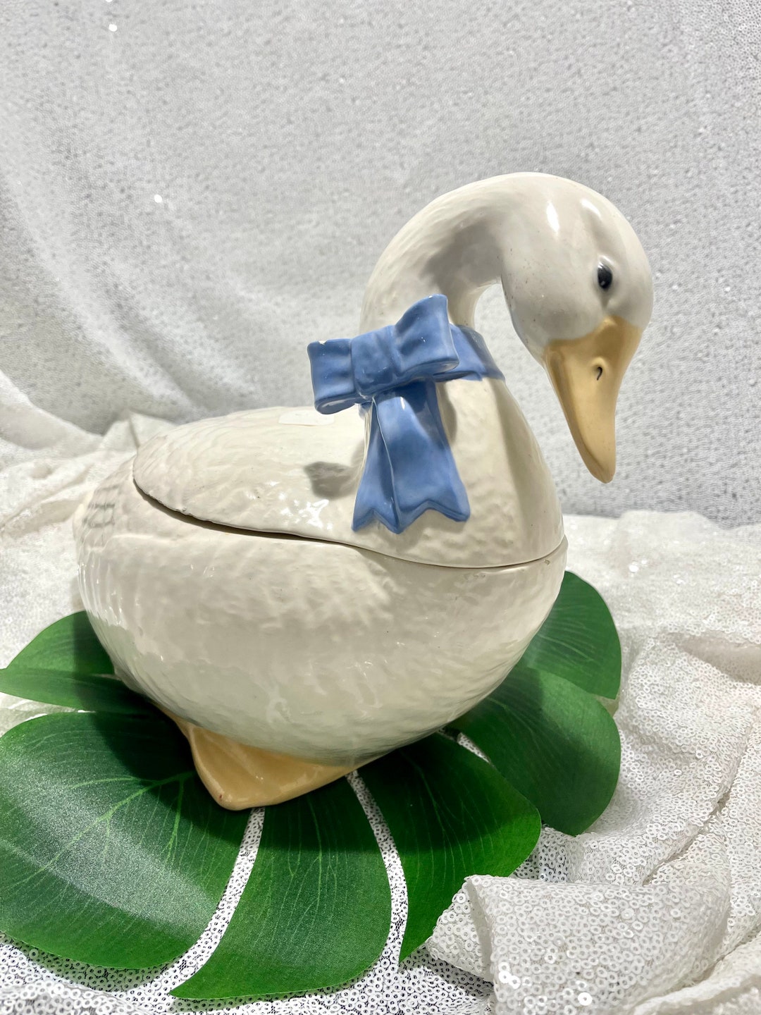 Ceramic Large Mother Goose Cookie Jar Swan Cookie Jar Kitchen Decor ...