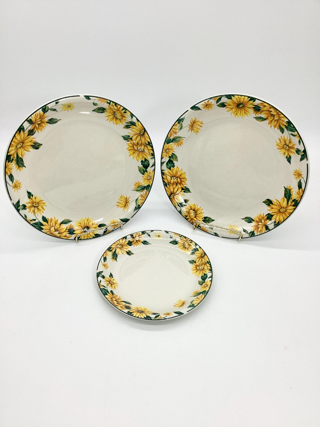 Set of 3 Plates; Sunflowers by Thomson Pottery; Ceramic Plates; Autumn ...