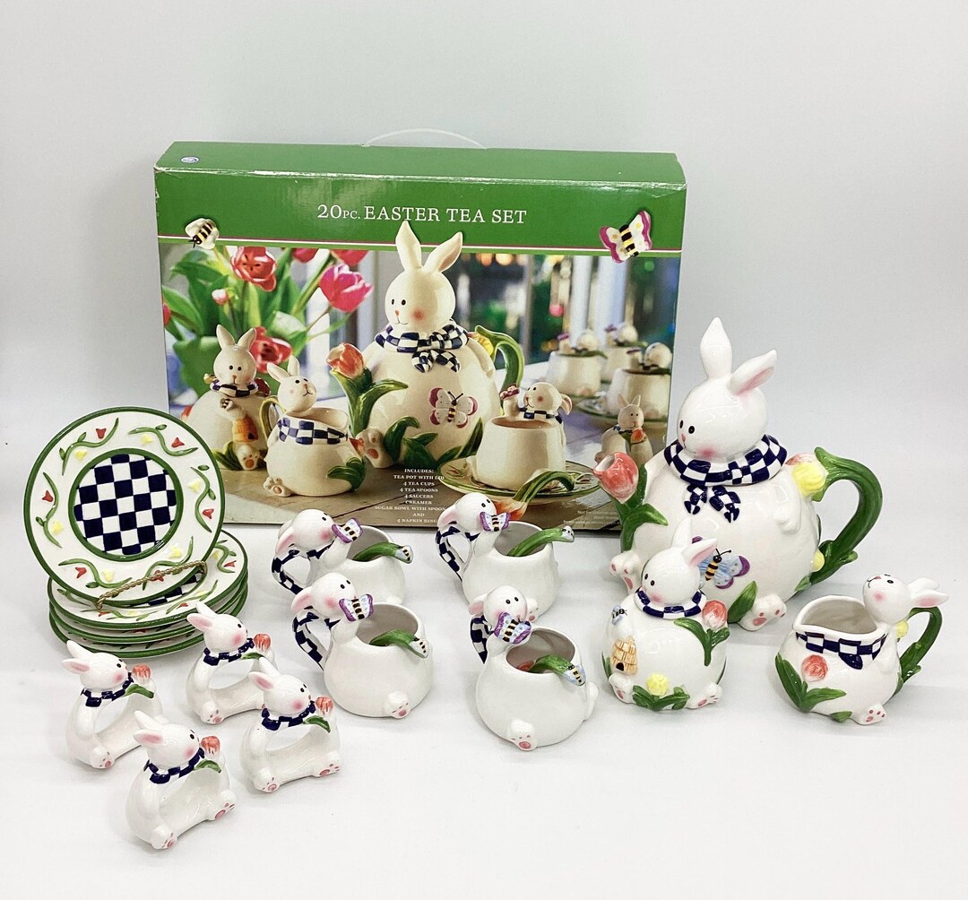 Garden Tea Set Ceramic Easter Tea Set Child Gift Unique Tea Set Easter ...