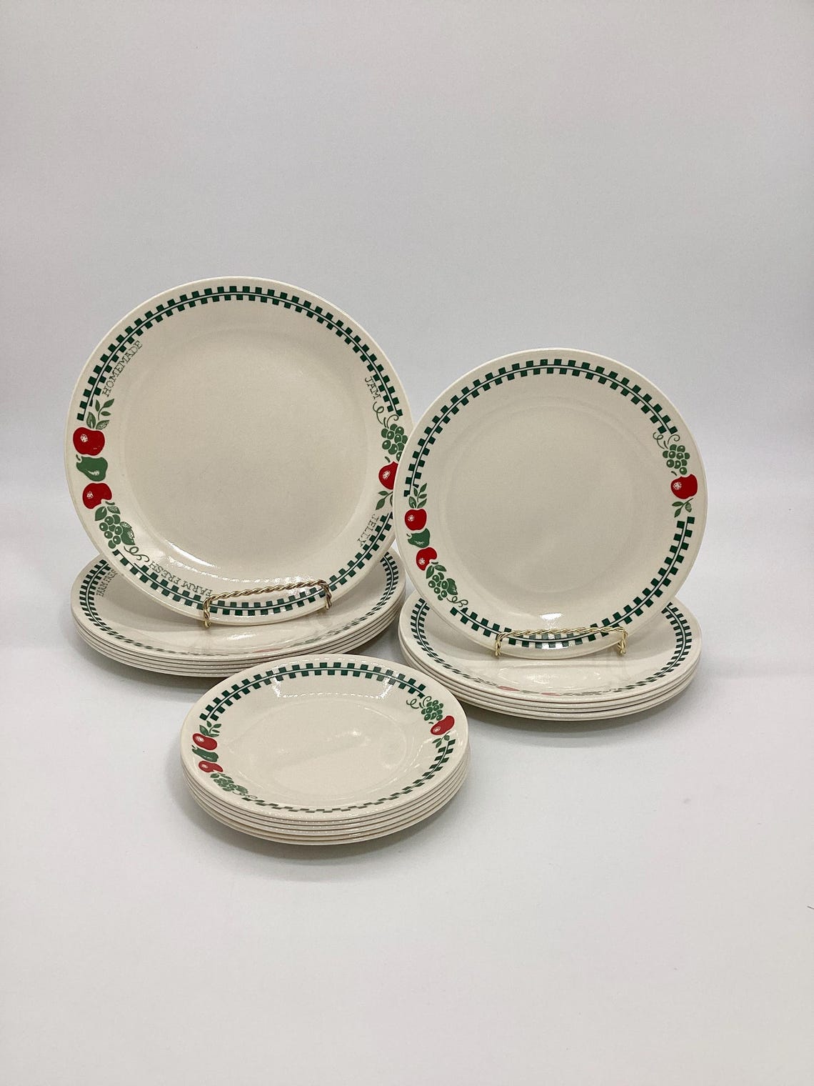 Vintage Corelle Farm Fresh Plate: Apple Checkered Rim Dinnerware (W.8 ...