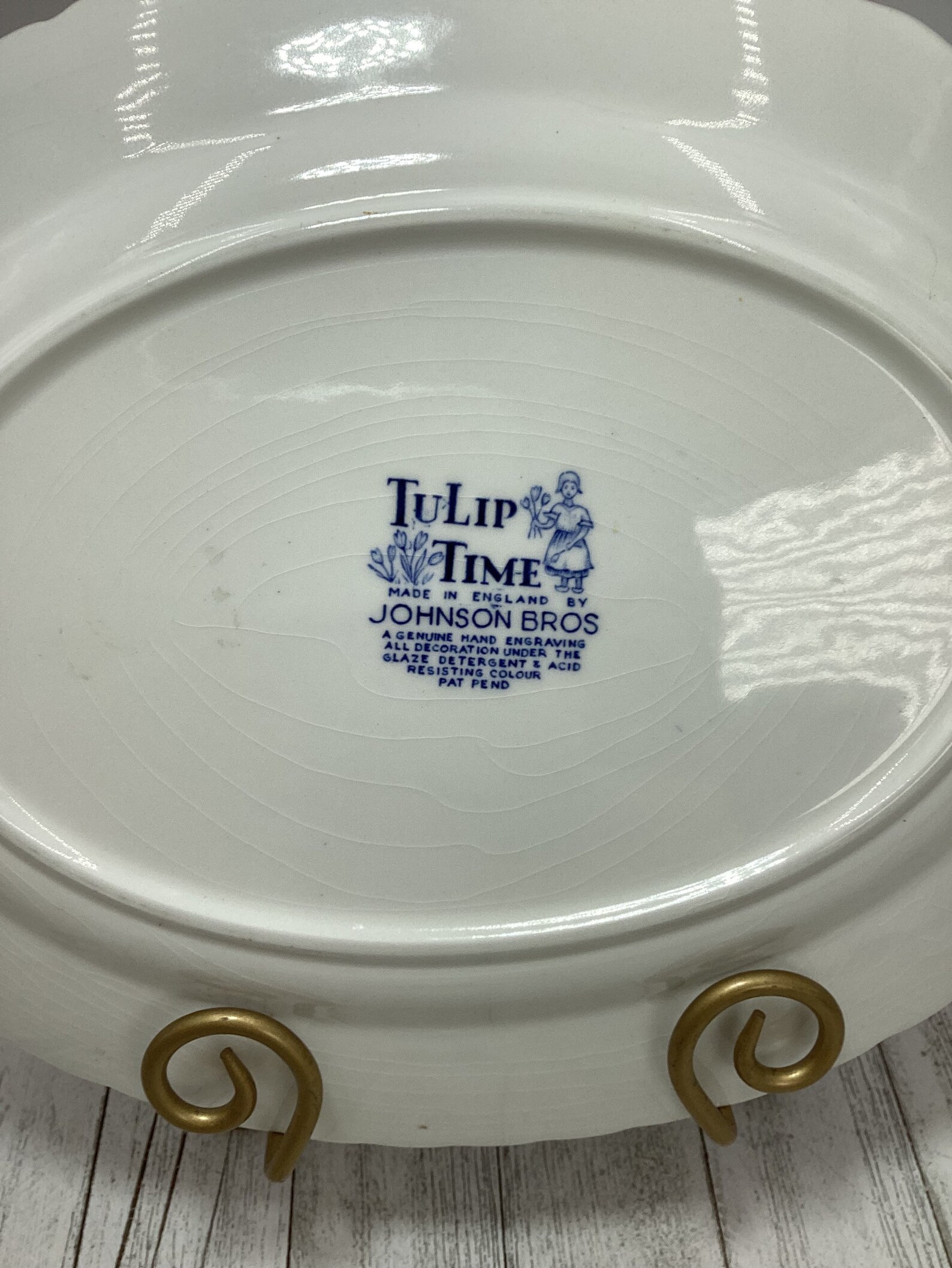 Johnson Brothers Vintage Oval Platter, Blue Dutch Tulip Time Design (12 ...