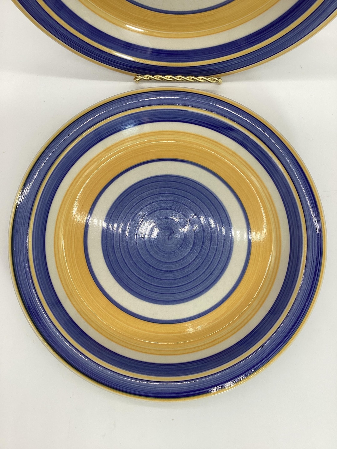 Blue and Yellow Dinner Plate Everyday Dinner Plate Rustic Dinner Plate ...