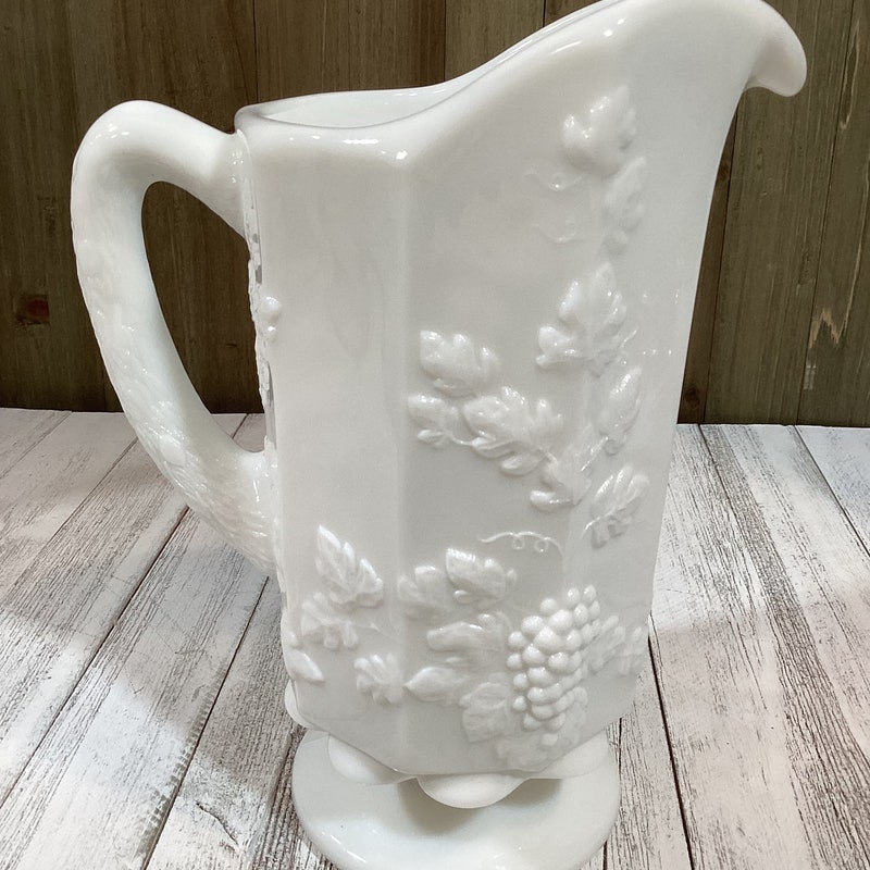 Milk Glass Pitcher - Etsy