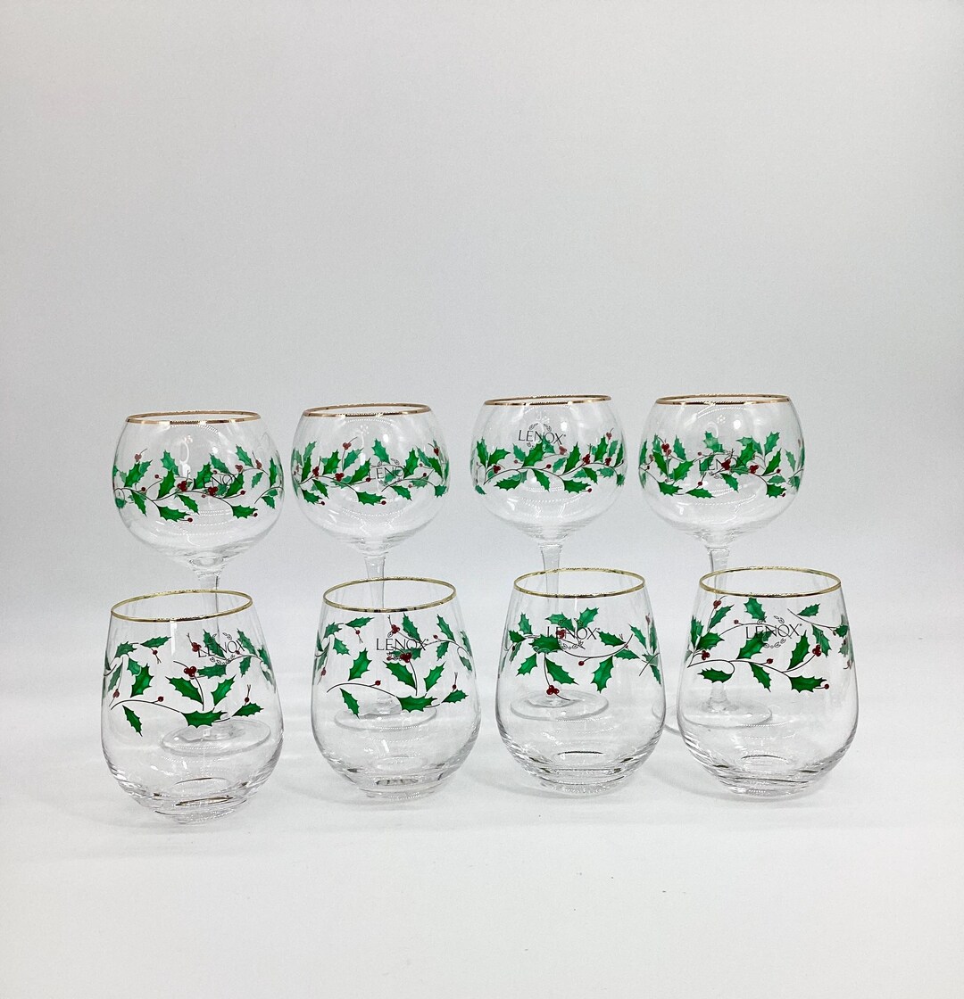 Set of 8 Christmas Glassware Christmas Barware Christmas Table Hostess ...