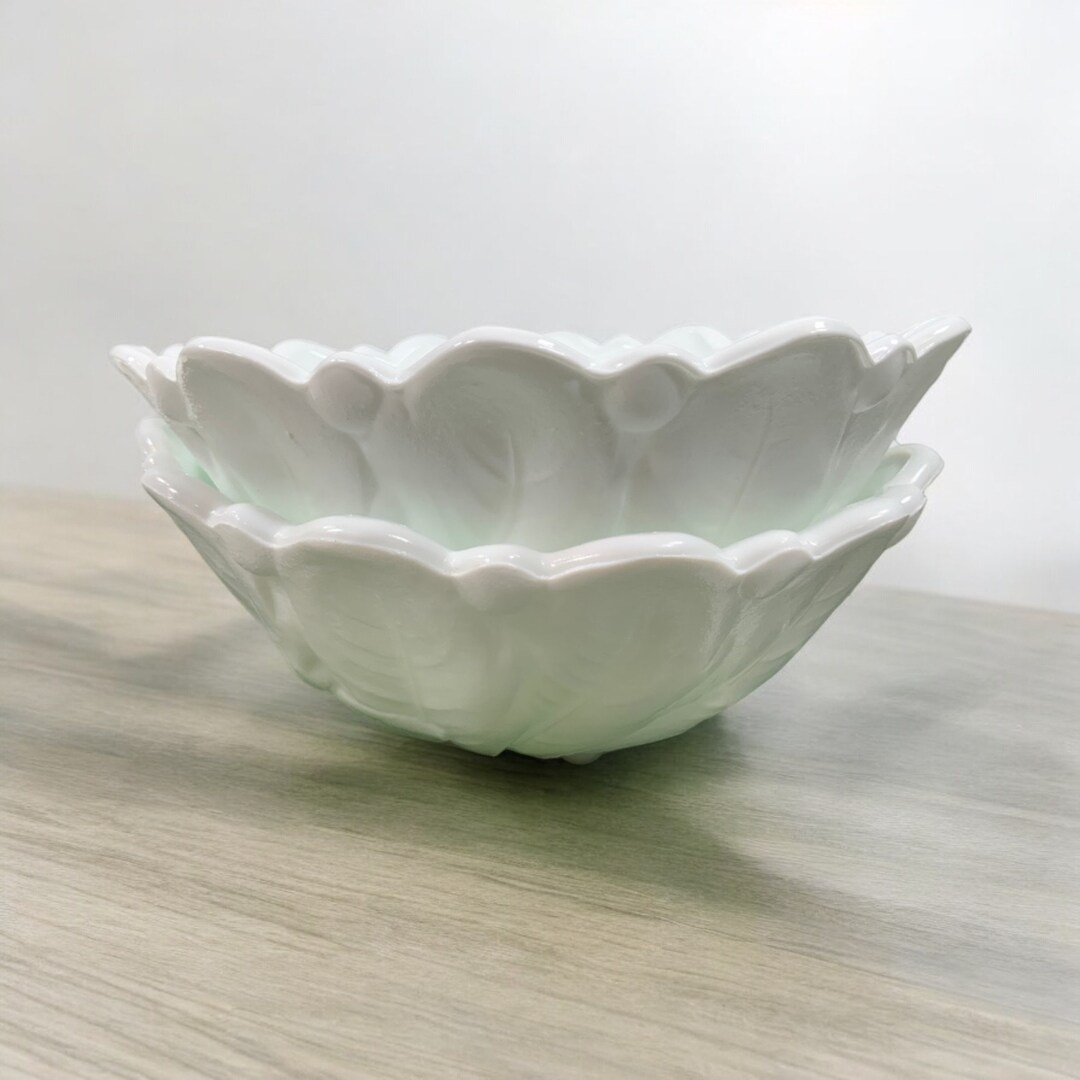 Vintage Wild Rose Milk Glass Bowls, Set of 2 (Z3-4) - Etsy