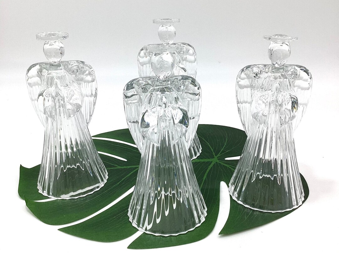 Gorgeous Vintage Praying Angel Glass Cut Candlestick Holder Unique ...