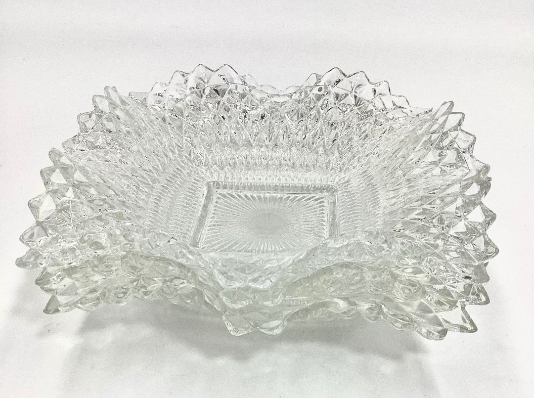 Set of 3 Vintage Indiana Glass Candy Dishes, Square Nut Bowls (P7-15 ...